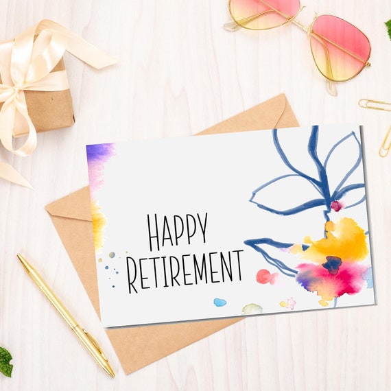 Printable Retirement Card / Happy Retirement / Watercolor / | Etsy