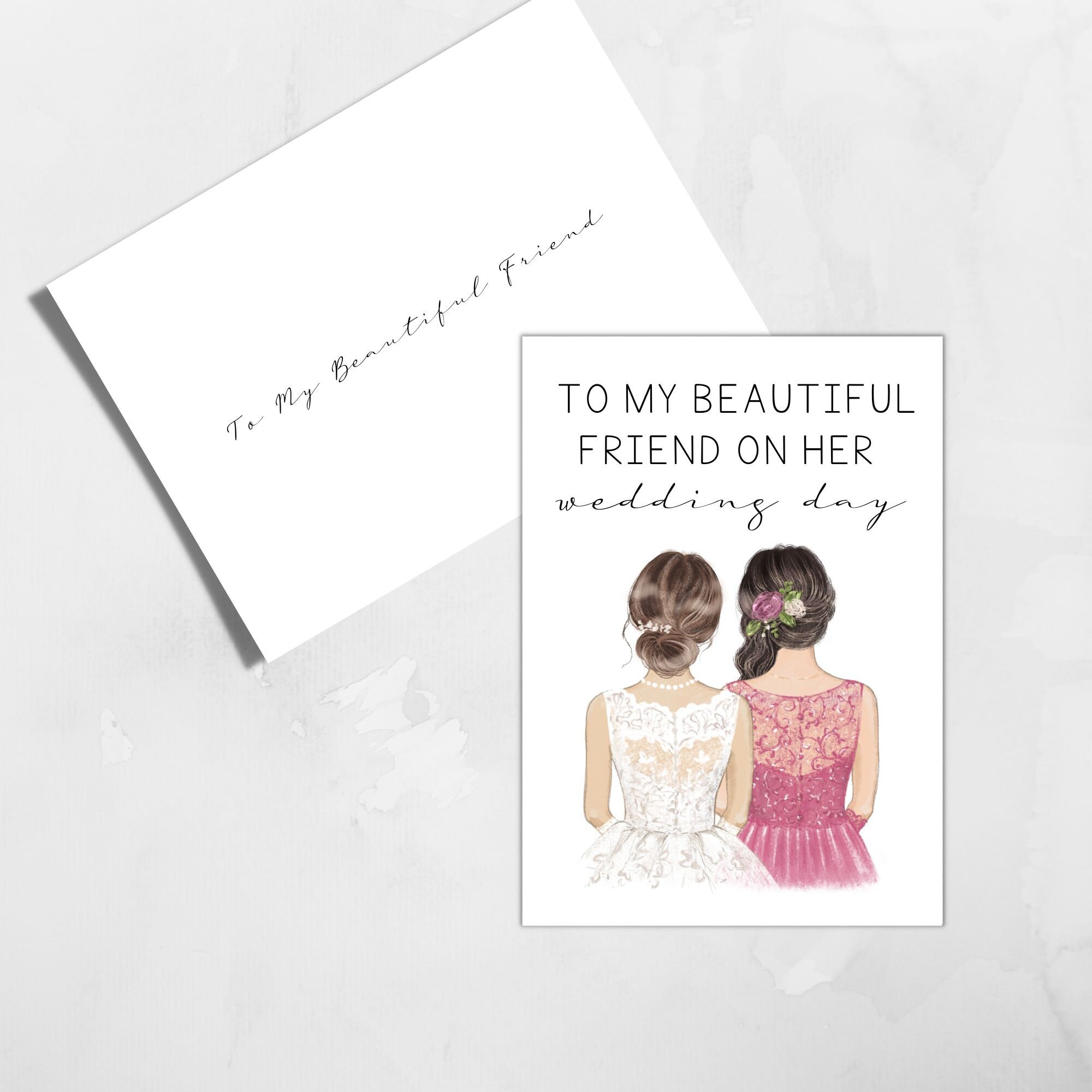 Printable Wedding Card and Envelope / to My Beautiful Friend on Her ...
