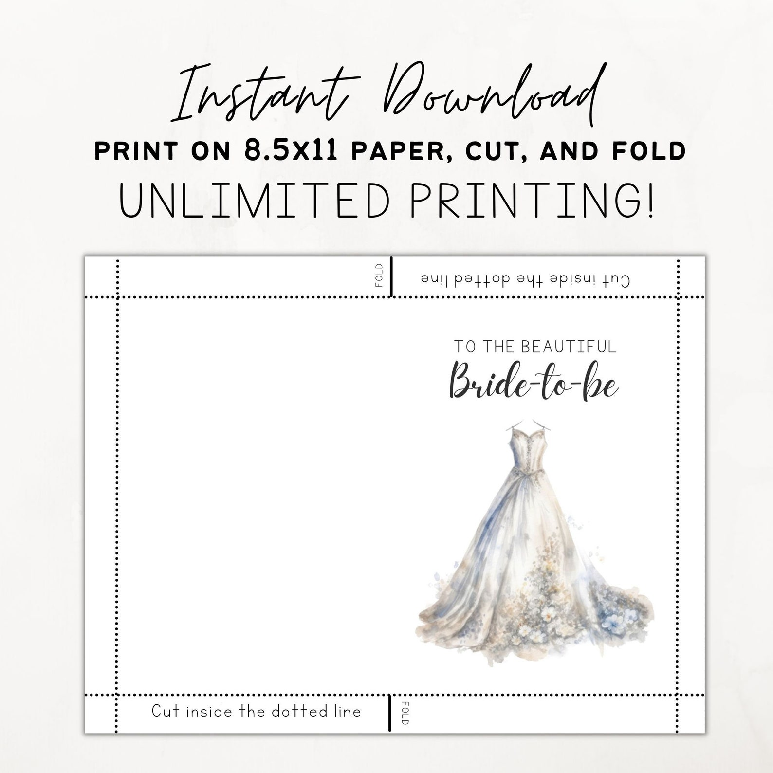 Printable Bridal Shower Card / to the Beautiful Bride-to-be Card ...