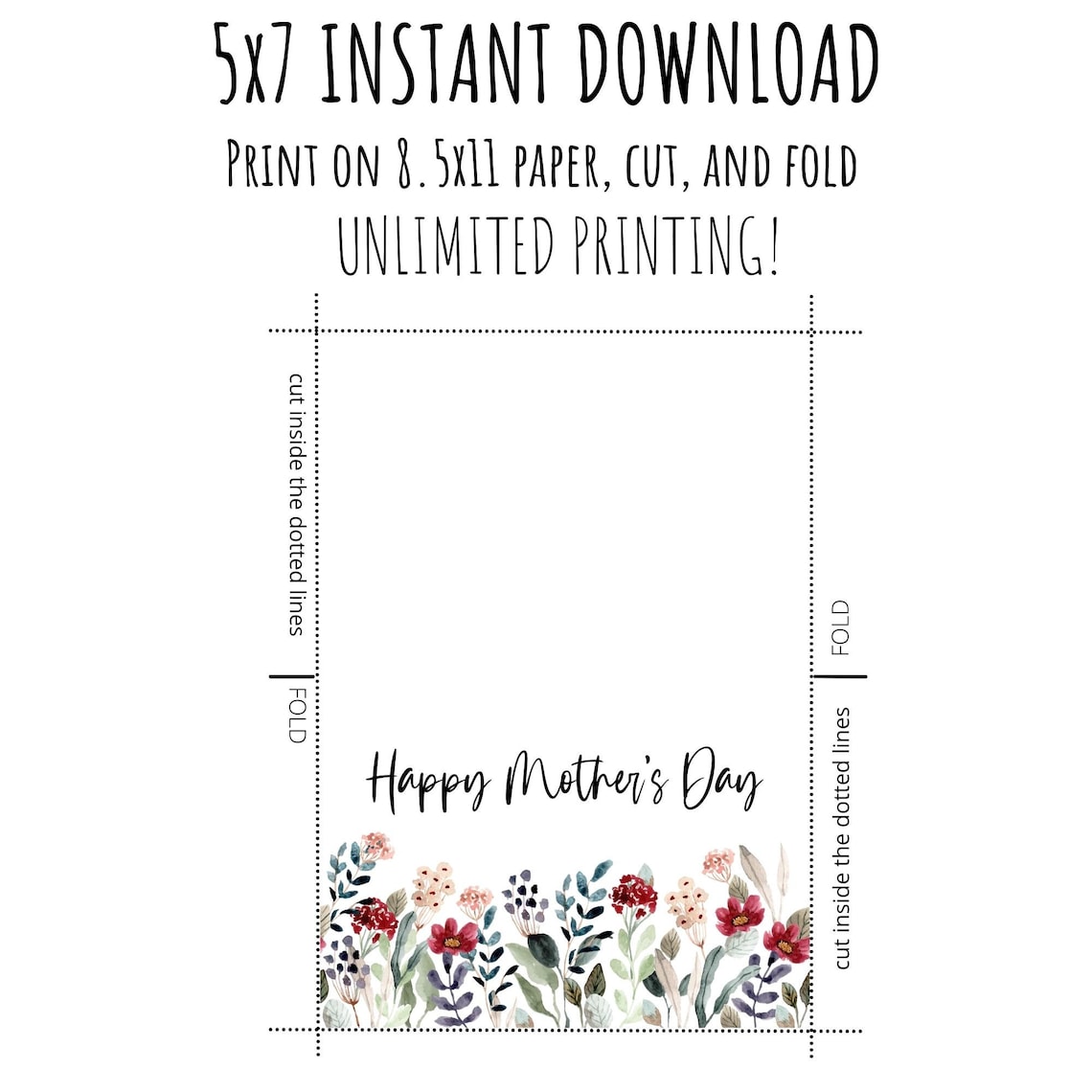 Printable Mother's Day Card / Happy Mother's Day / - Etsy