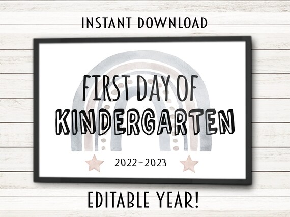 Printable Back to School Sign / First Day of Kindergarten Sign - Etsy