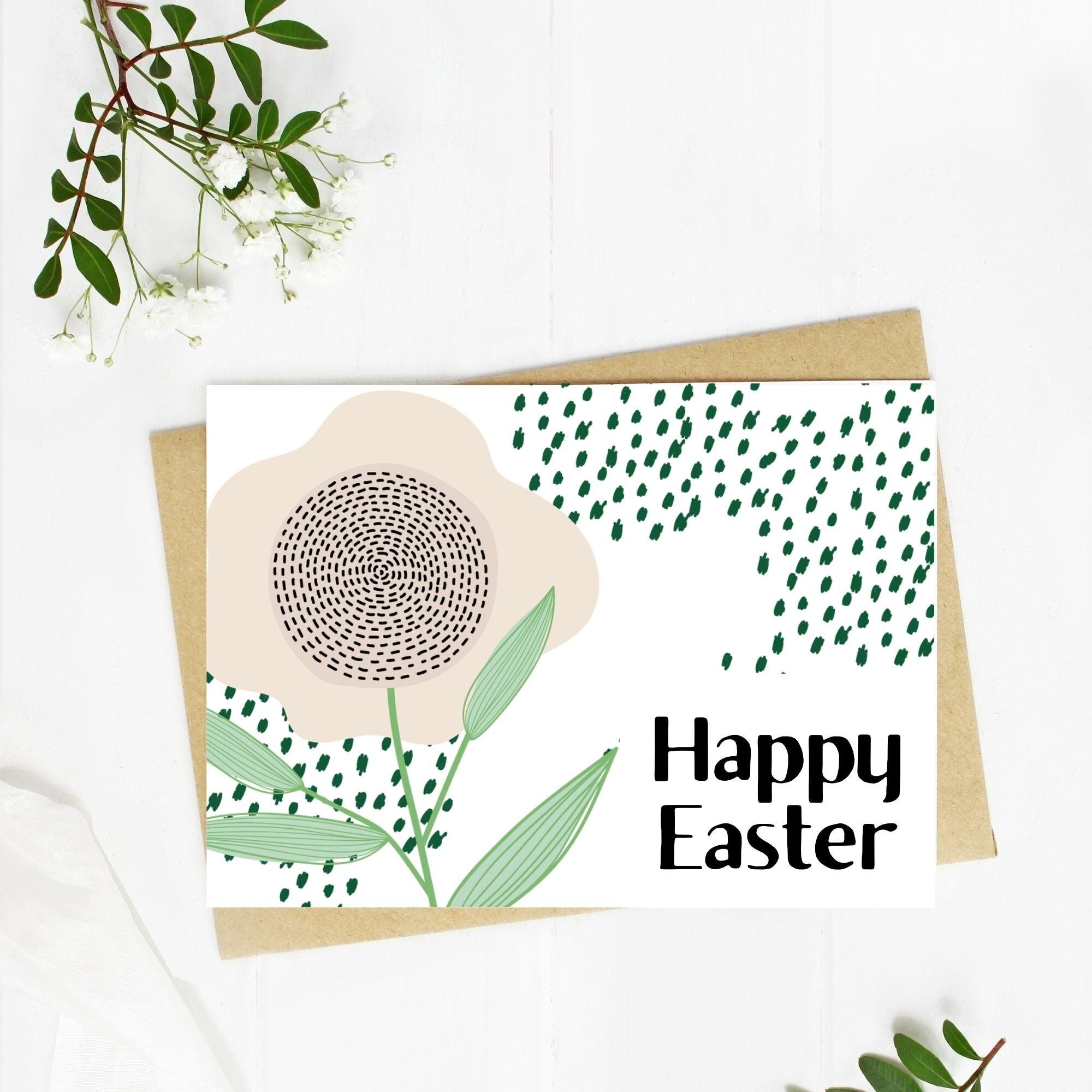 Printable Easter Card / Happy Easter Card / Abstract Flower / Instant ...