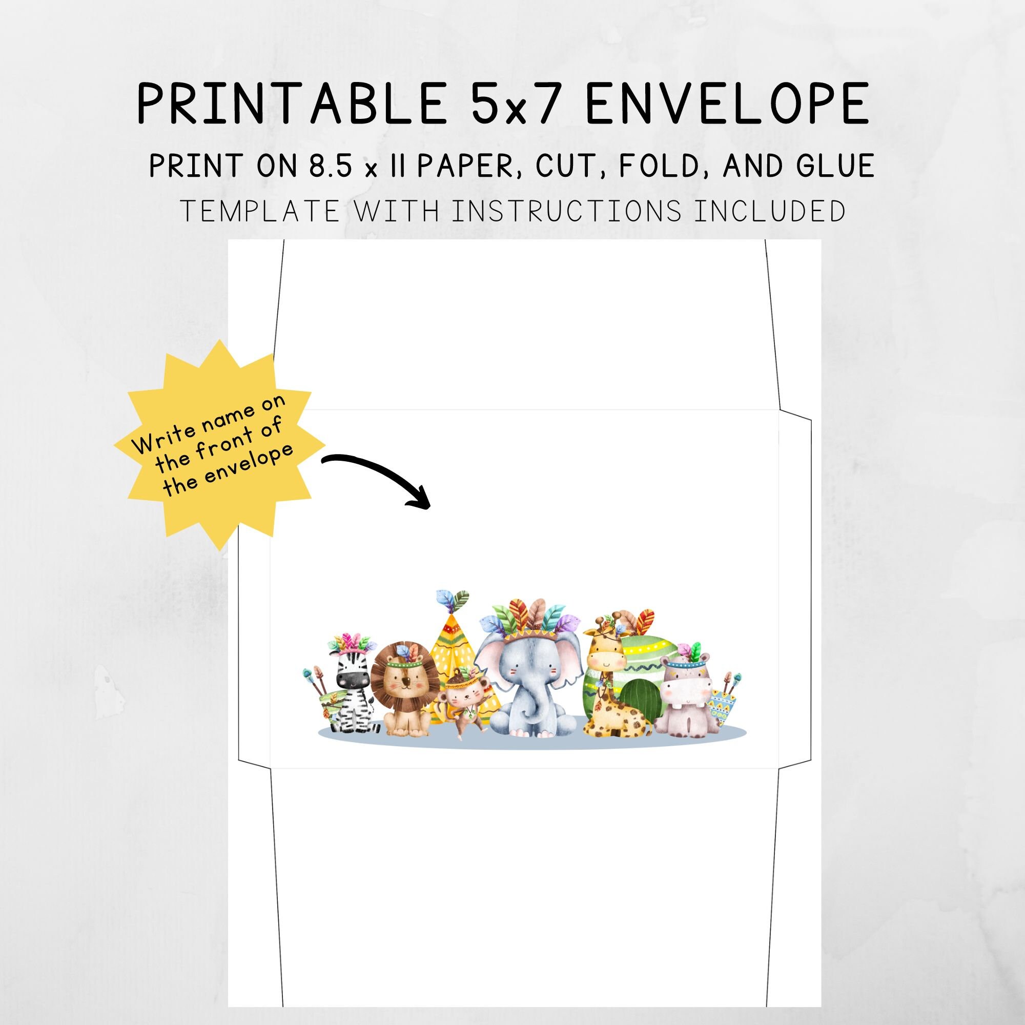 Printable Baby Shower Card and Envelope / Welcome Little One / Safari ...