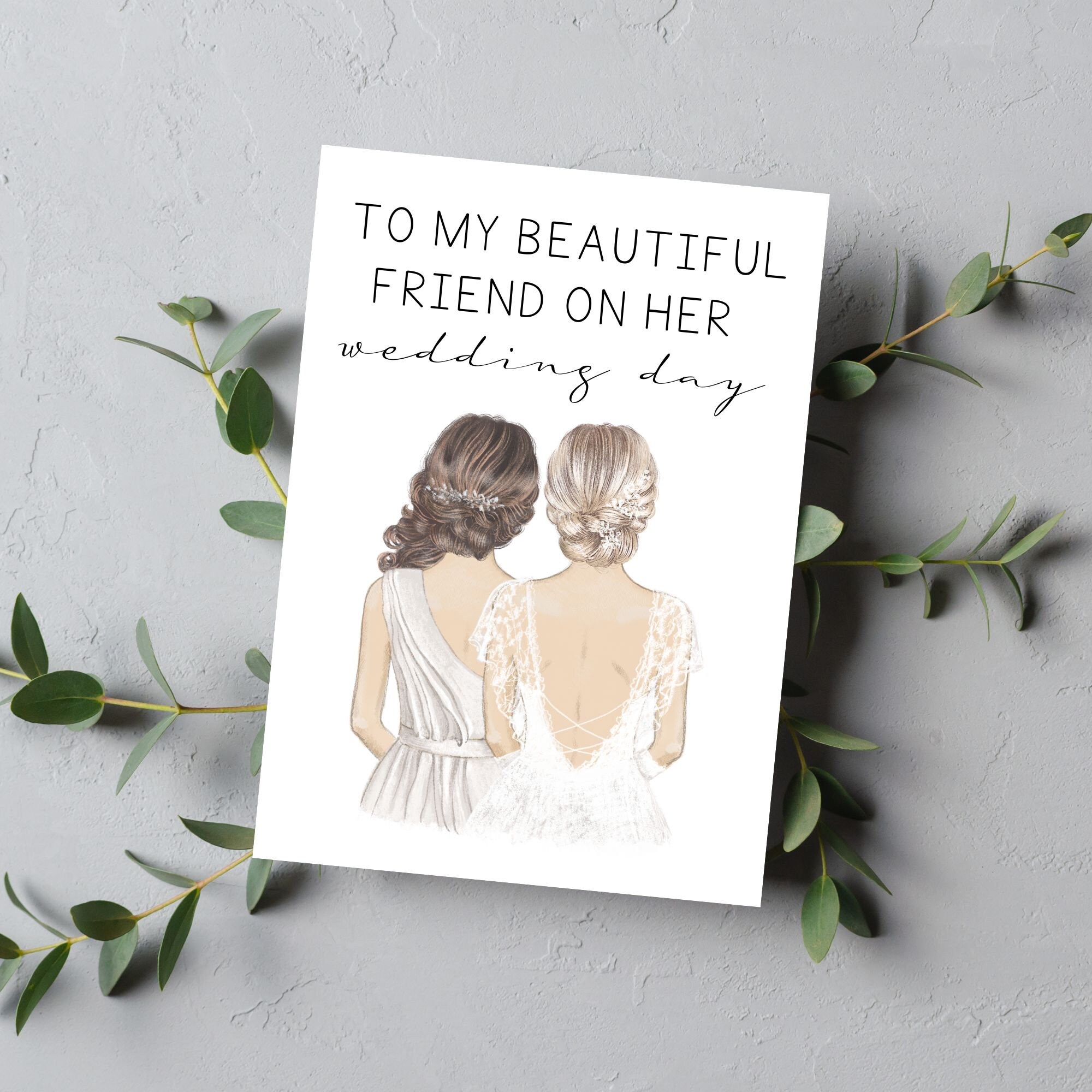 Printable Wedding Card and Envelope / to My Beautiful Friend on Her ...