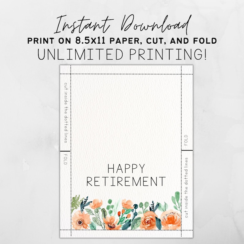 Printable Retirement Card / Happy Retirement / Instant Download / 5x7 ...