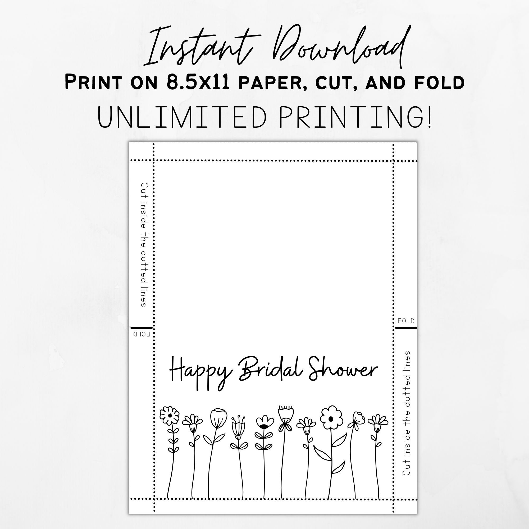 Printable Bridal Shower Card / Happy Bridal Shower Card / Instant ...