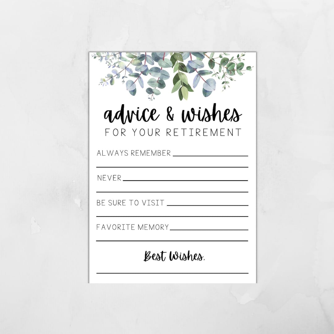 Printable Retirement Advice and Wishes Card / Happy Retirement ...