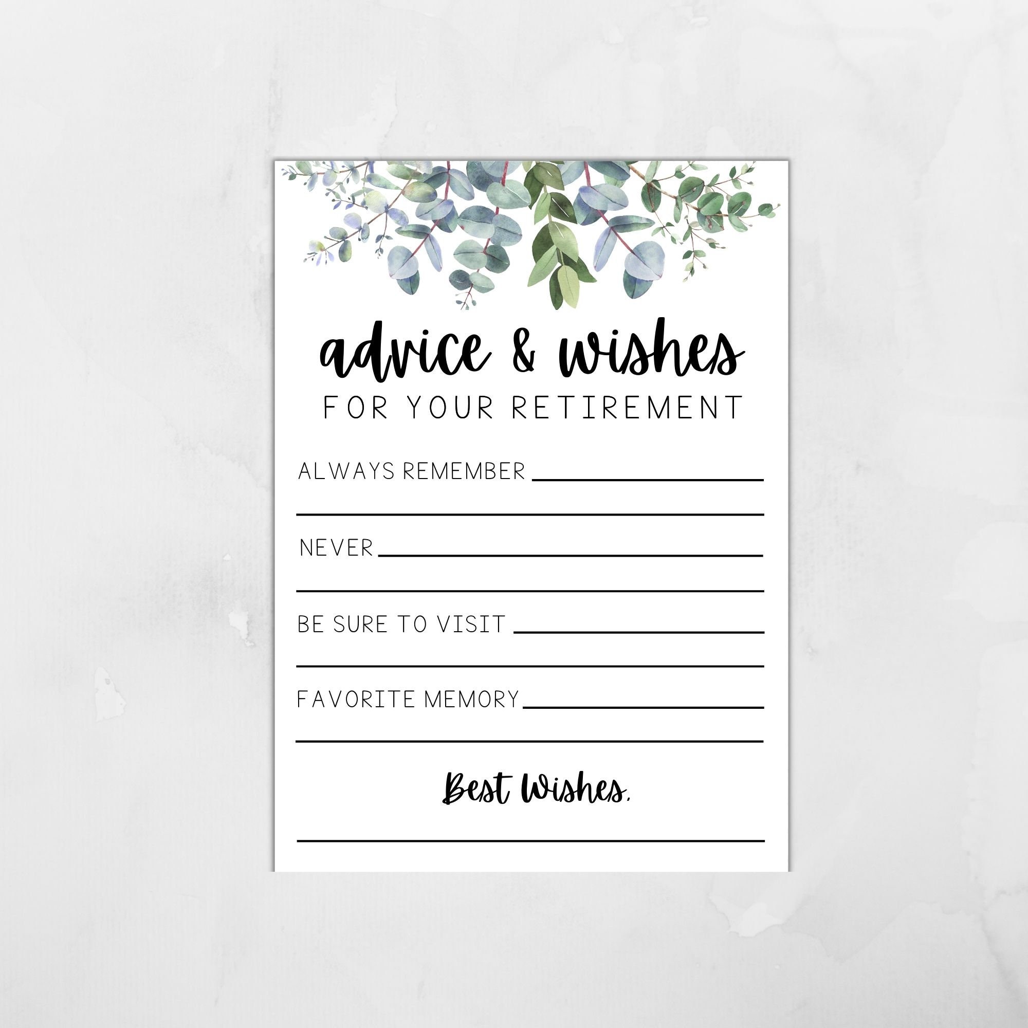 Printable Retirement Advice and Wishes Card / Happy Retirement ...