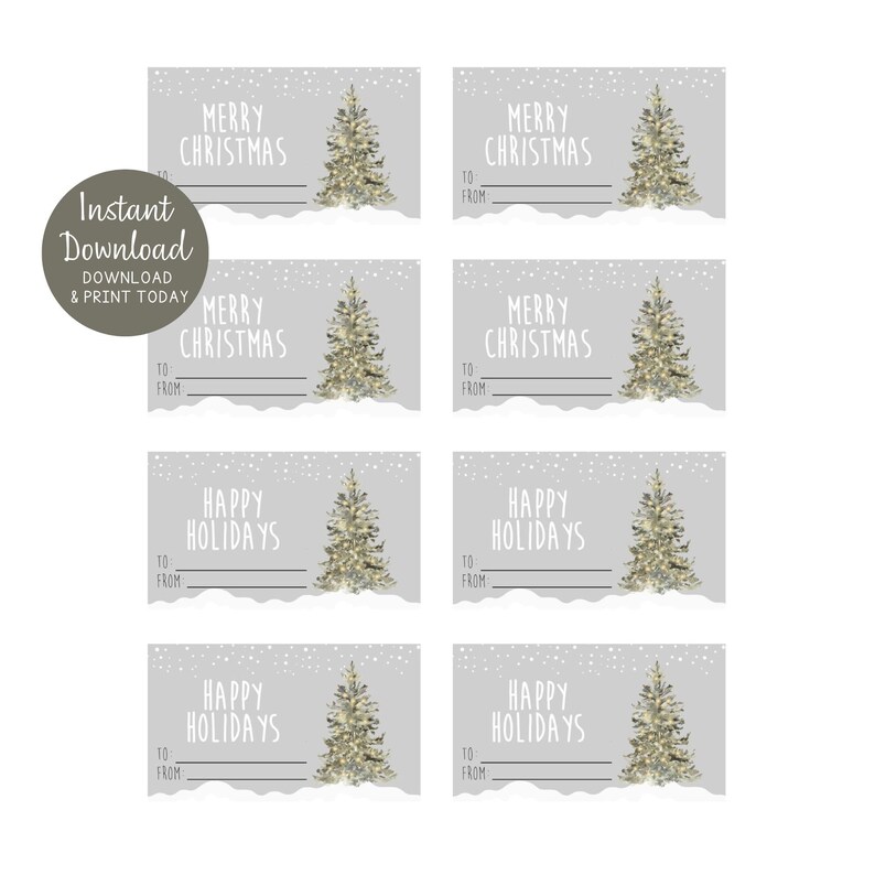 Printable Christmas Gift Tags / Merry Christmas Tags / Happy Holiday ...