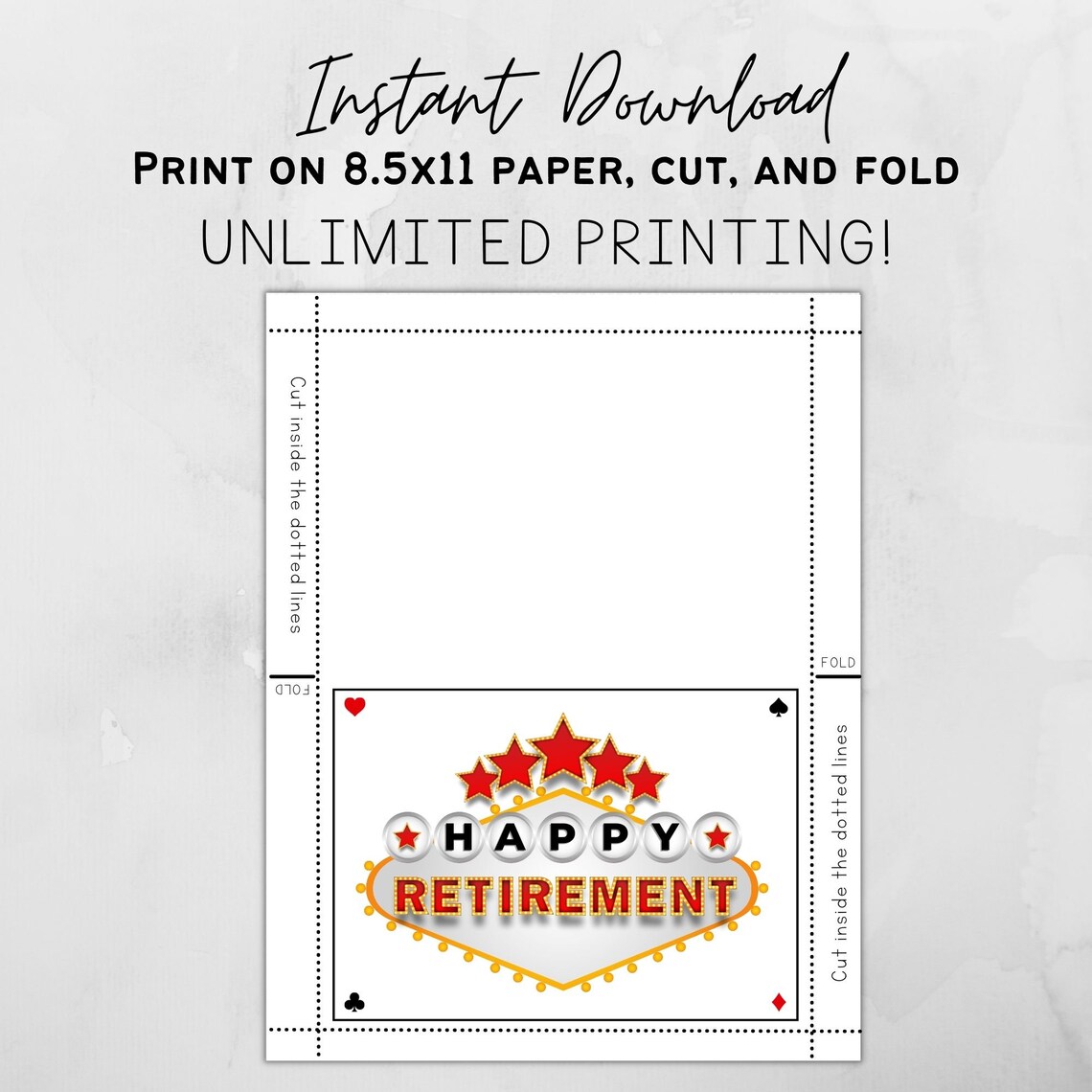 Printable Retirement Card / Happy Retirement / Casino / Instant ...