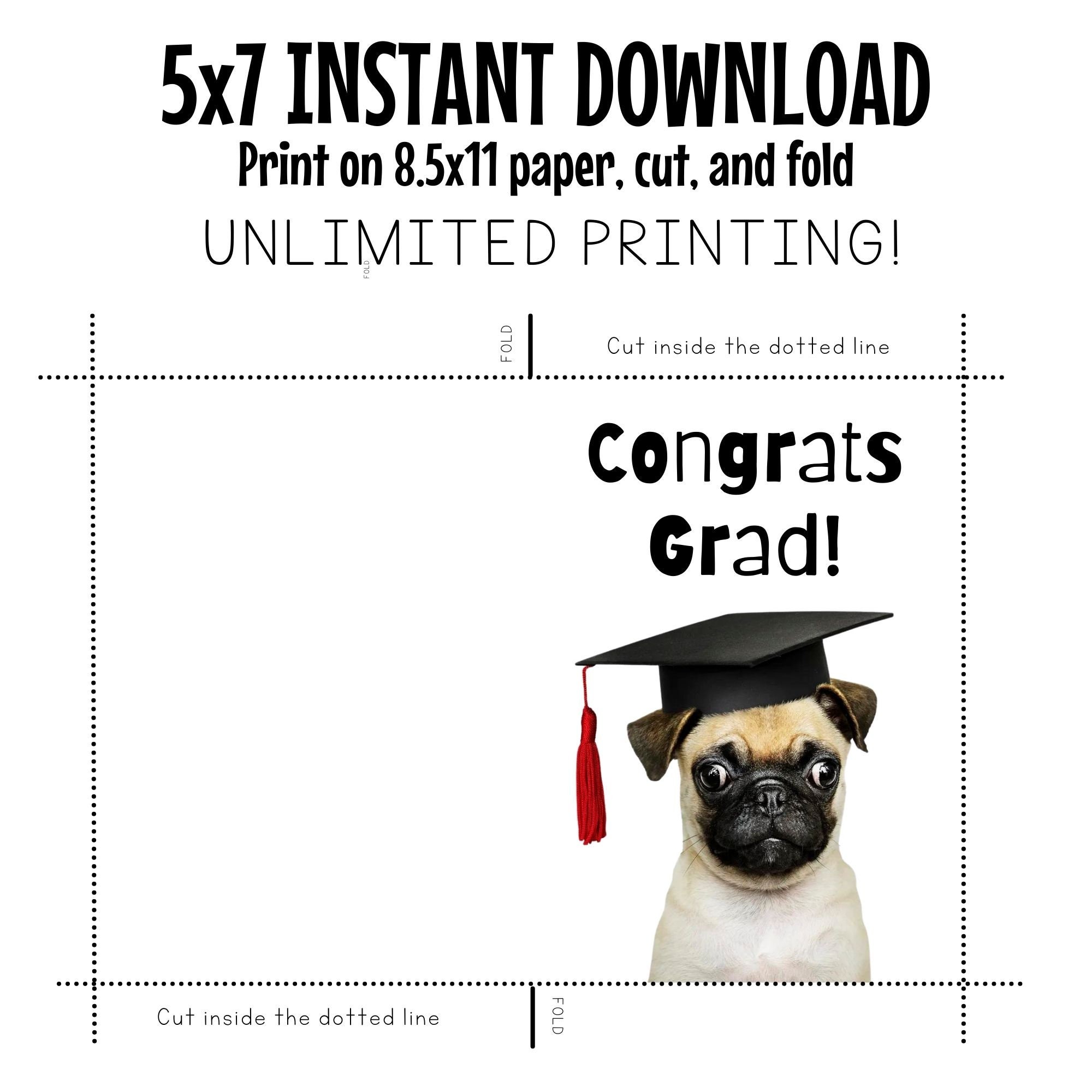 Printable Congrats Grad Card / Instant Download / 5x7 Digital Greeting ...