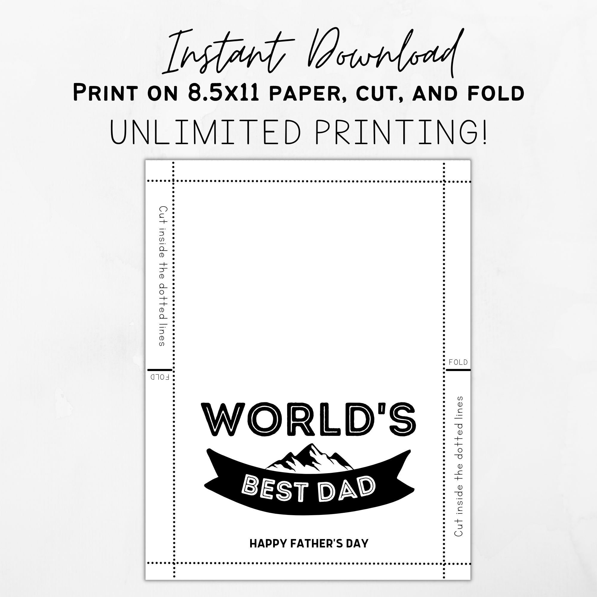 Printable Father's Day Card / Happy Father's Day / World's Best Dad ...