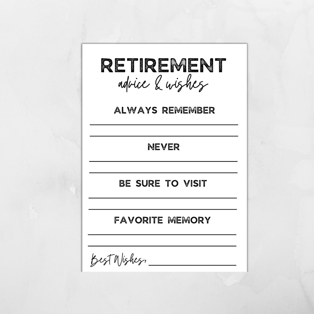 Printable Retirement Advice and Wishes Card / Happy Retirement ...