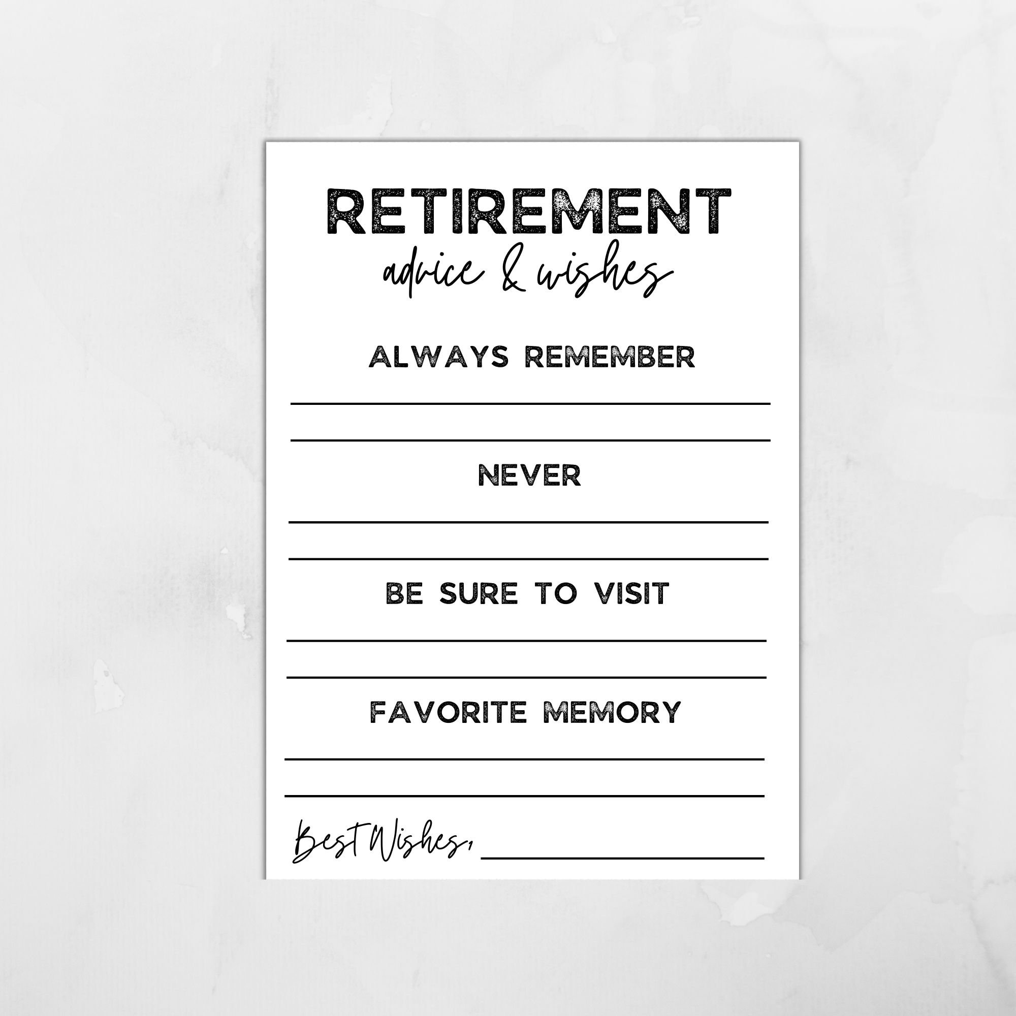 Printable Retirement Advice and Wishes Card / Happy Retirement ...