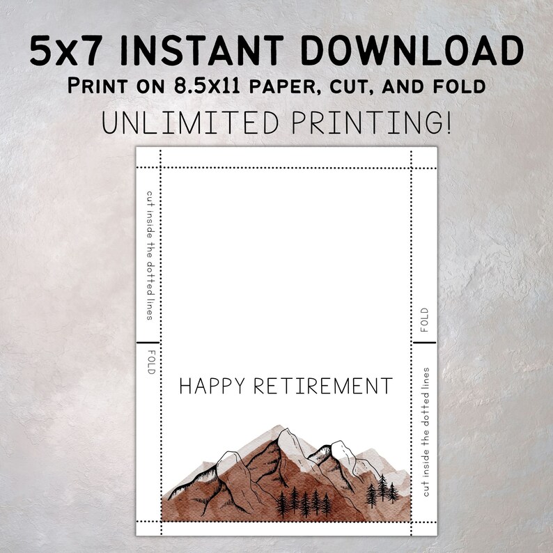 Printable Retirement Card / Happy Retirement / Instant Download / 5x7 ...