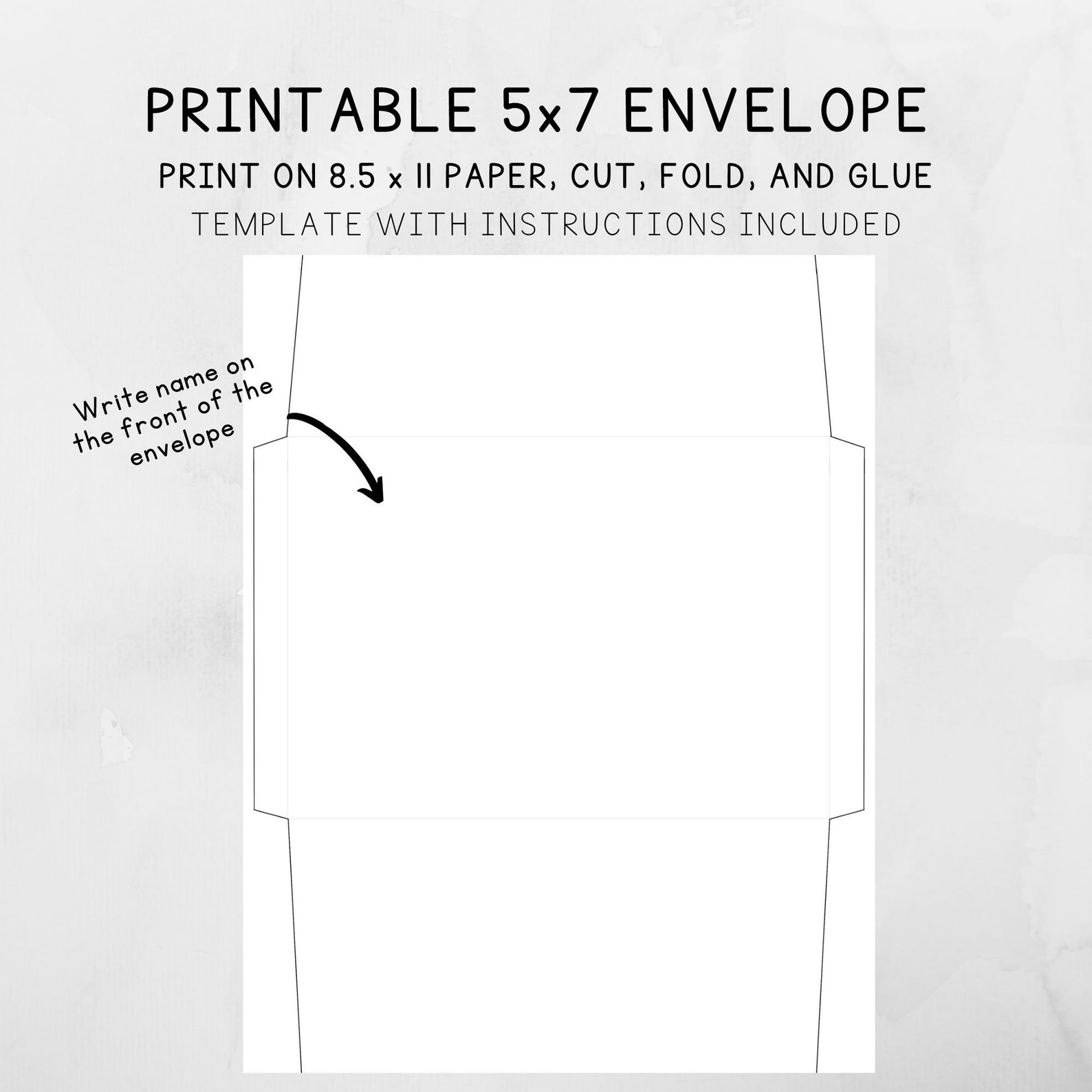 Printable Envelope / 5x7 Envelope Template / A7 Blank Envelope - Etsy