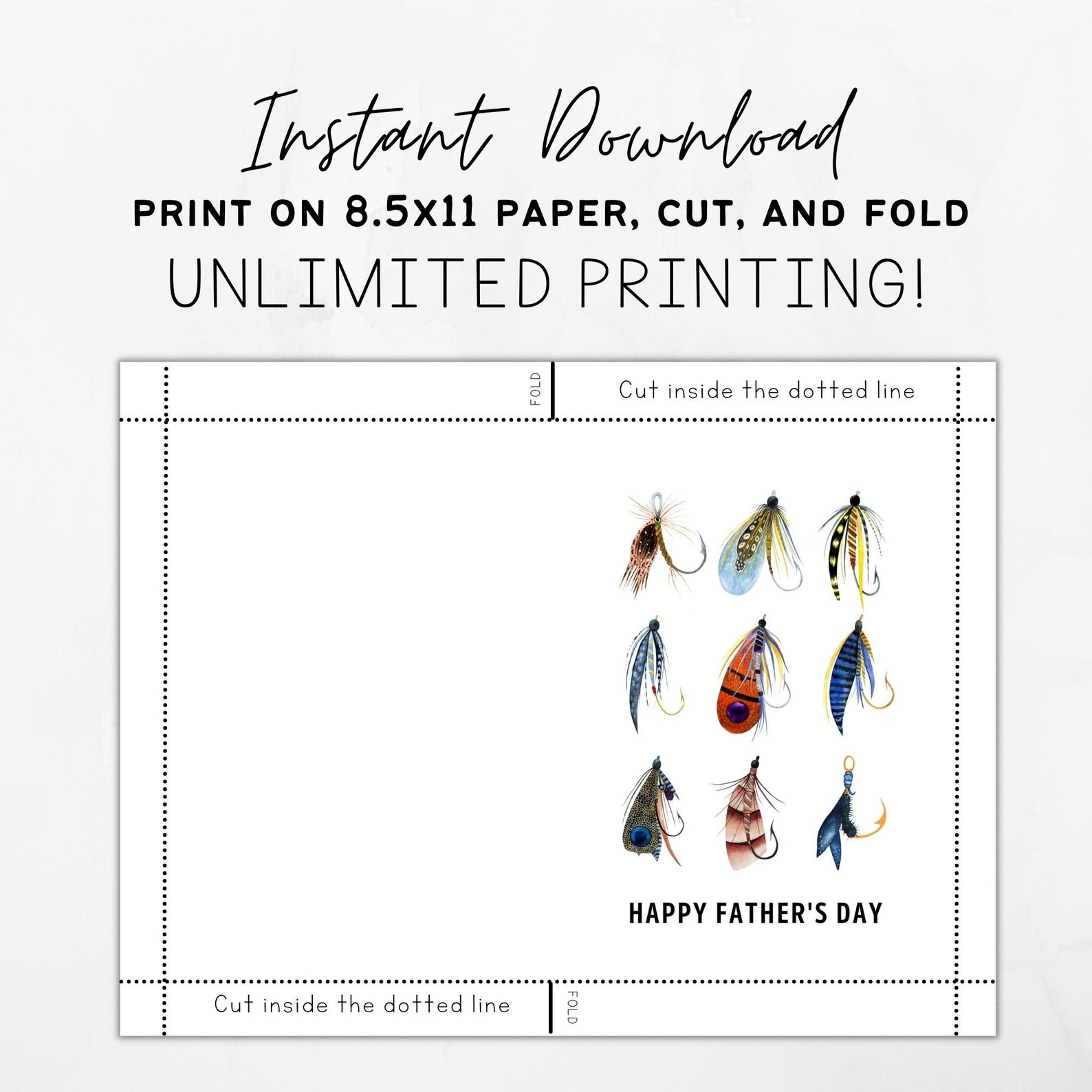 Printable Father's Day Card / Happy Father's Day / Fishing / Fishing ...