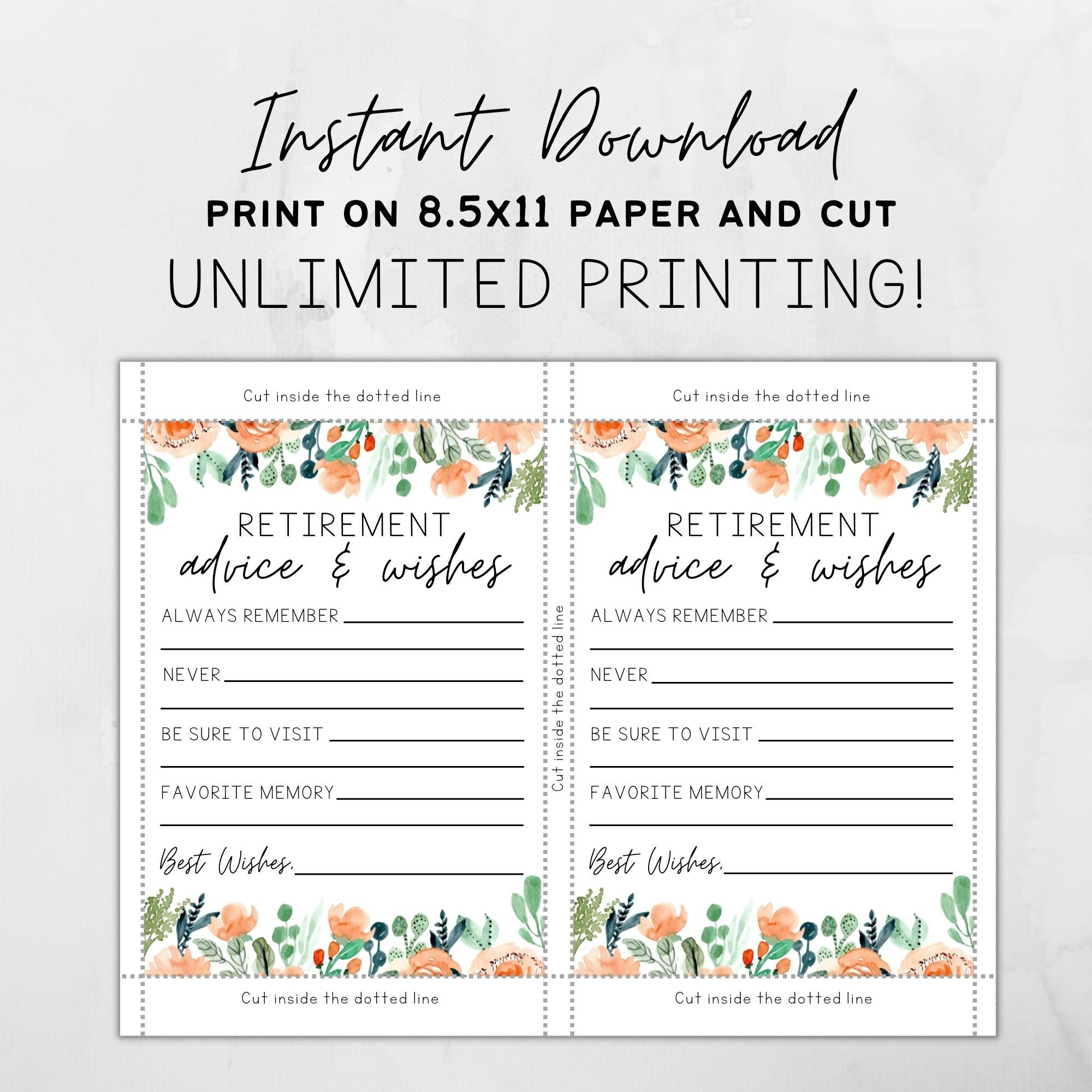 Printable Retirement Advice and Wishes Card / Happy Retirement ...