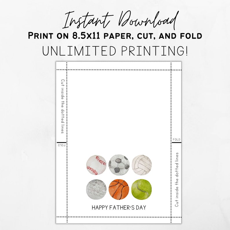 Printable Father's Day Card / Happy Father's Day / Sports / Instant ...