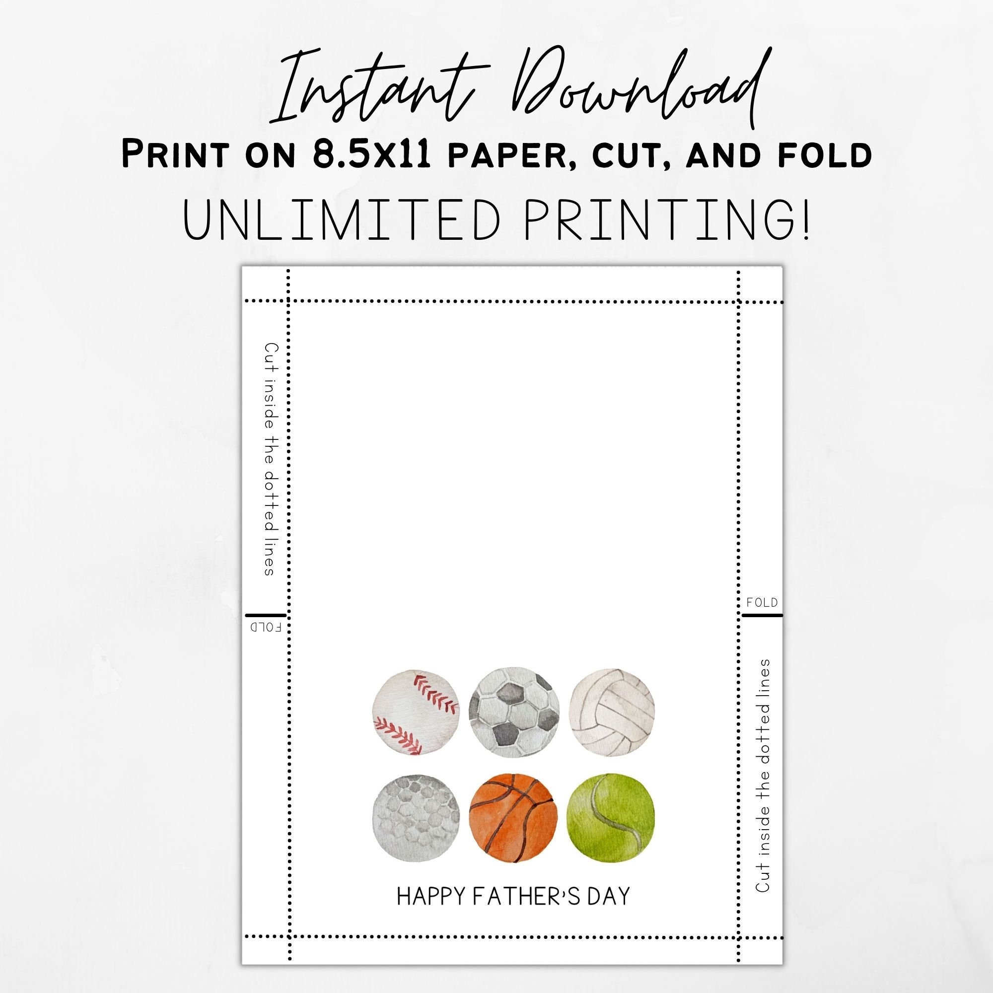 Printable Father's Day Card / Happy Father's Day / Sports / Instant ...