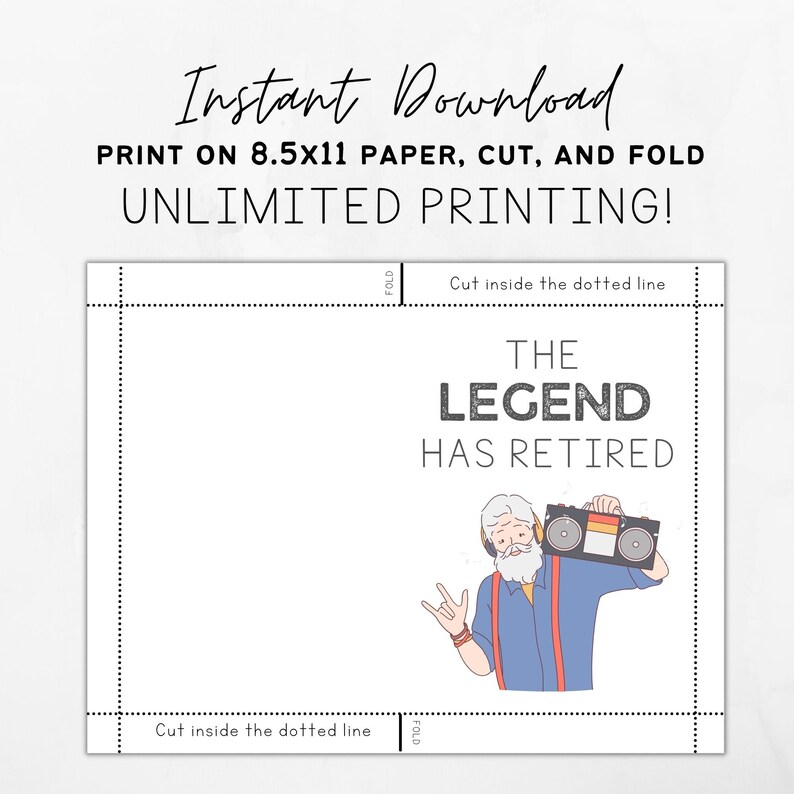Printable Retirement Card / the Legend Has Retired / Happy Retirement ...