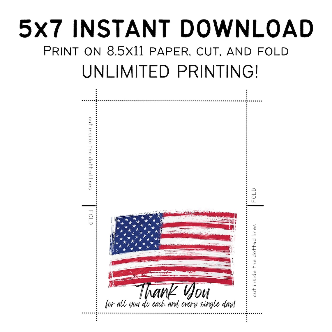 Printable Police Appreciation Thank You Card / Instant Download / 5x7 ...