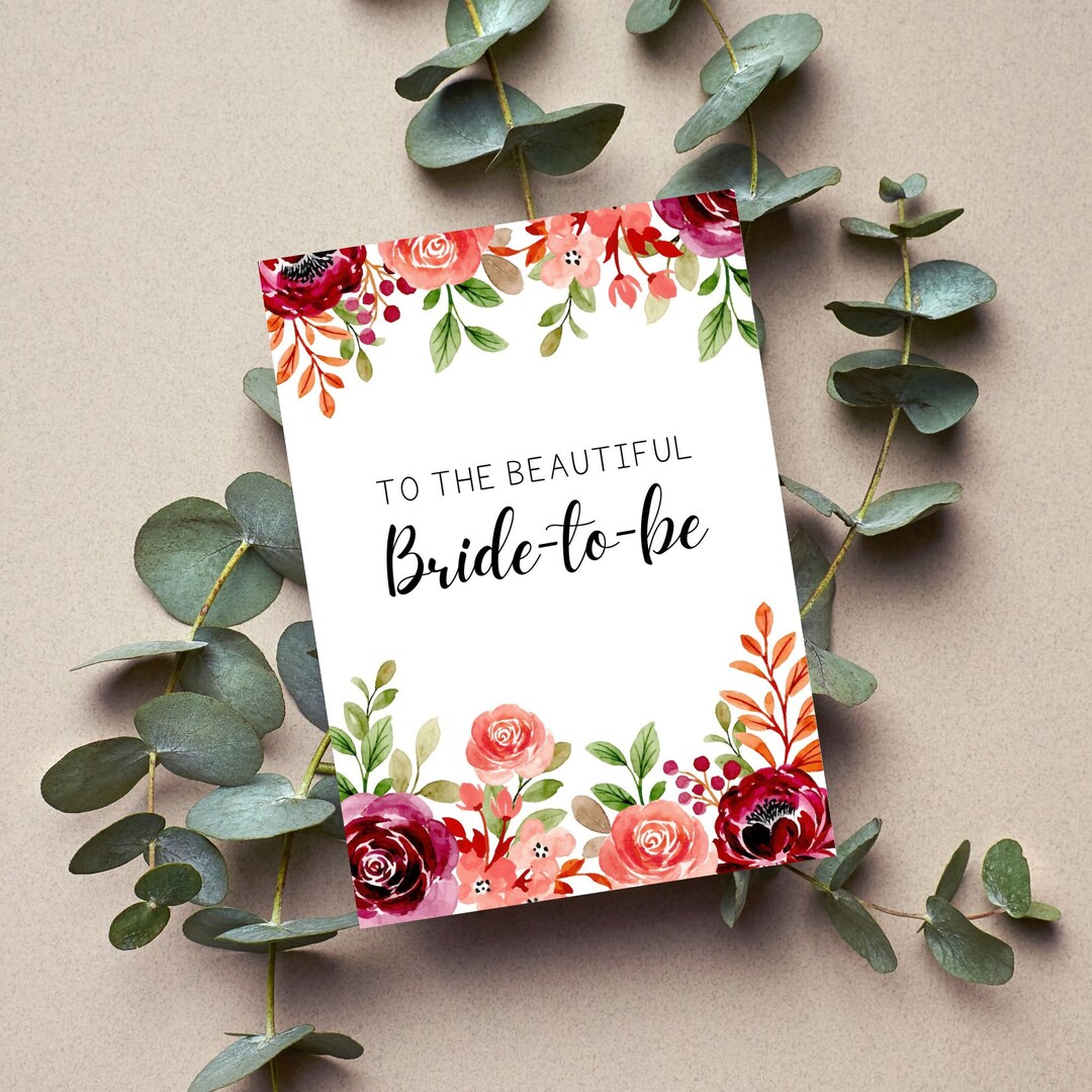 Printable Bridal Shower Card / to the Beautiful Bride-to-be Card ...