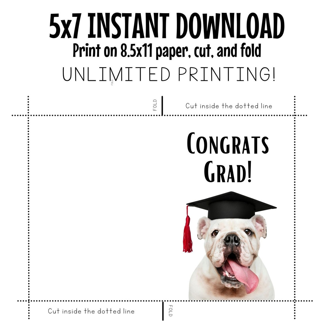 Printable Congrats Grad Card / Instant Download / 5x7 Digital Greeting ...