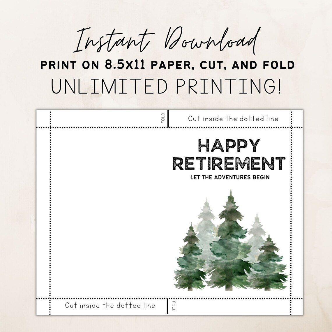 Printable Retirement Card / Happy Retirement / Instant Download / 5x7 ...