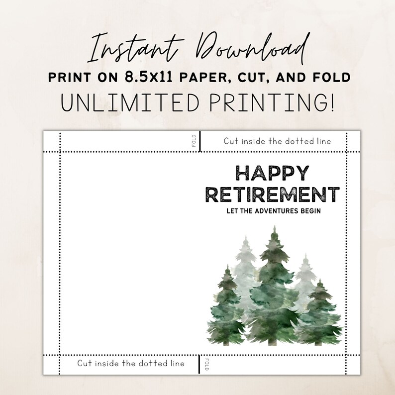Printable Retirement Card / Happy Retirement / Instant Download / 5x7 ...