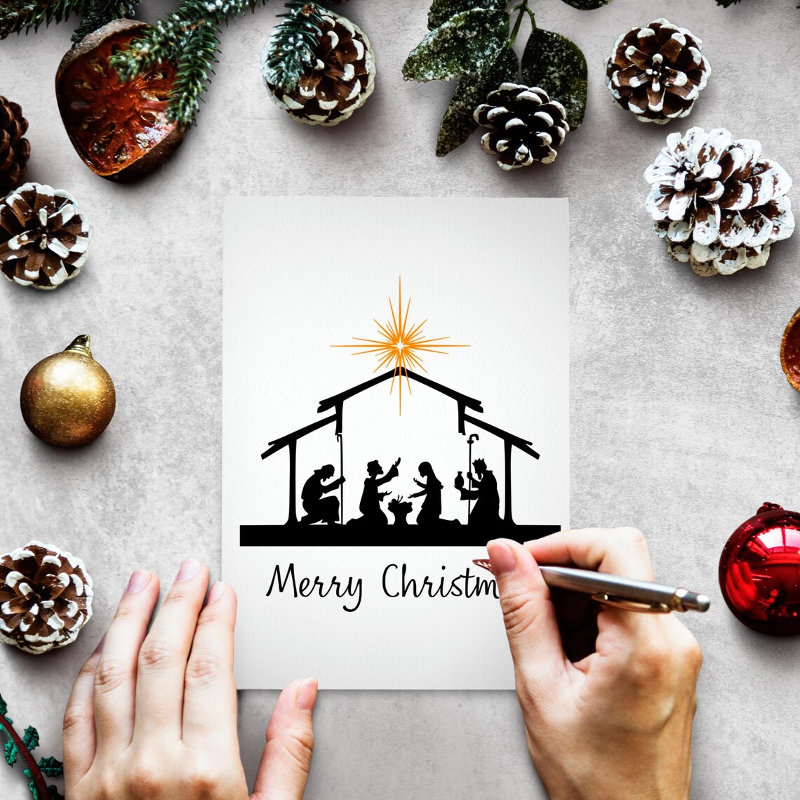 Printable Christmas Card / Printable Nativity Card / Nativity Scene ...