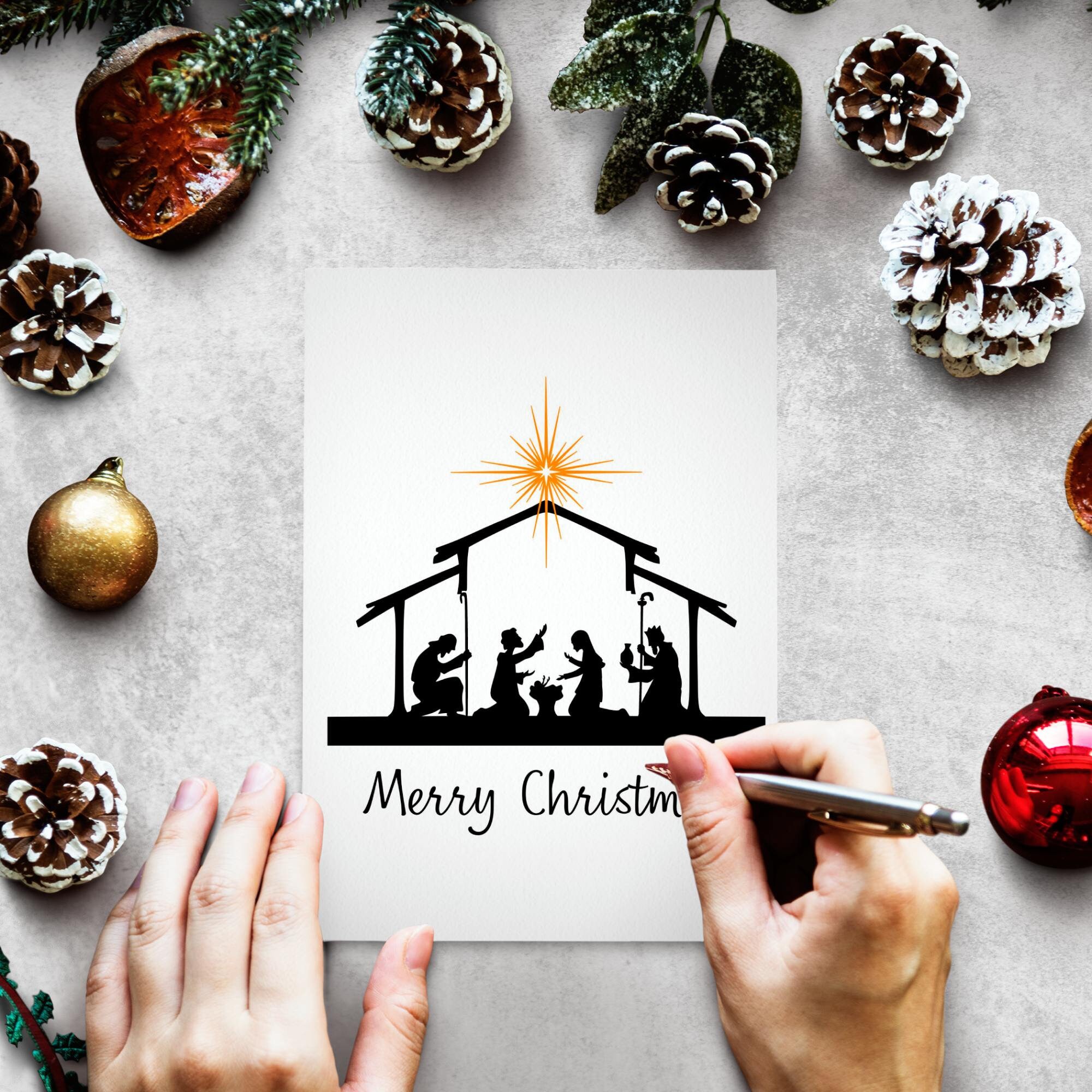 Printable Christmas Card / Printable Nativity Card / Nativity Scene ...