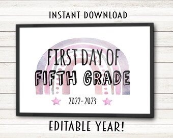 Printable Back to School Sign / First Day of Second Grade Sign | Etsy