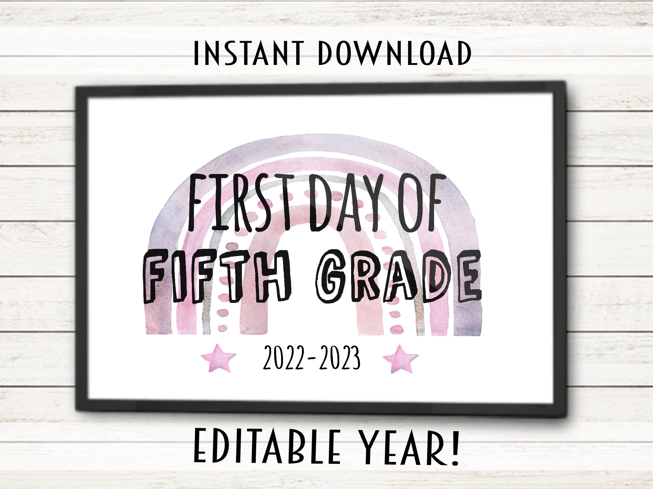 Printable Back to School Sign / First Day of Fifth Grade Sign | Etsy