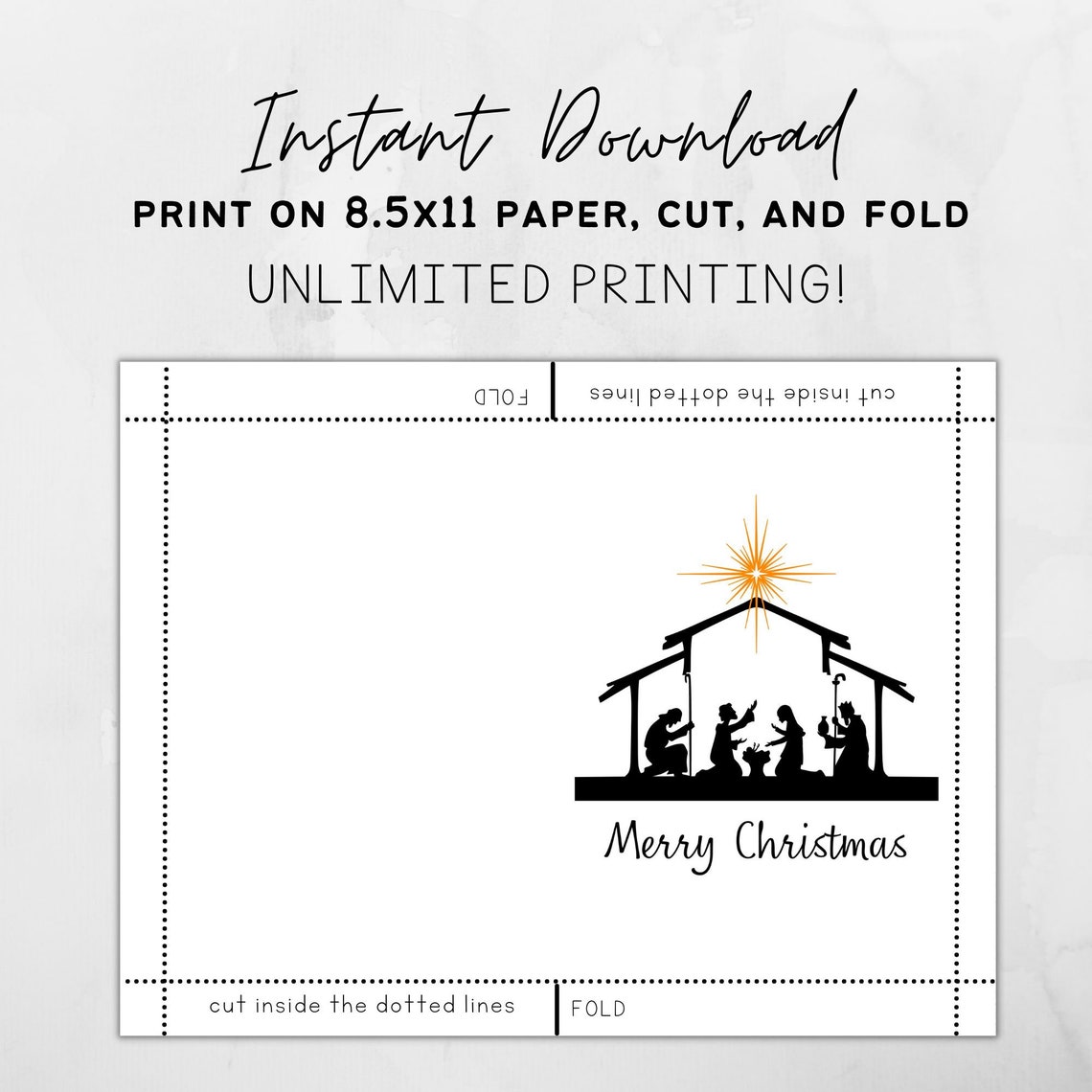 Printable Christmas Card Printable Nativity Card Nativity Etsy