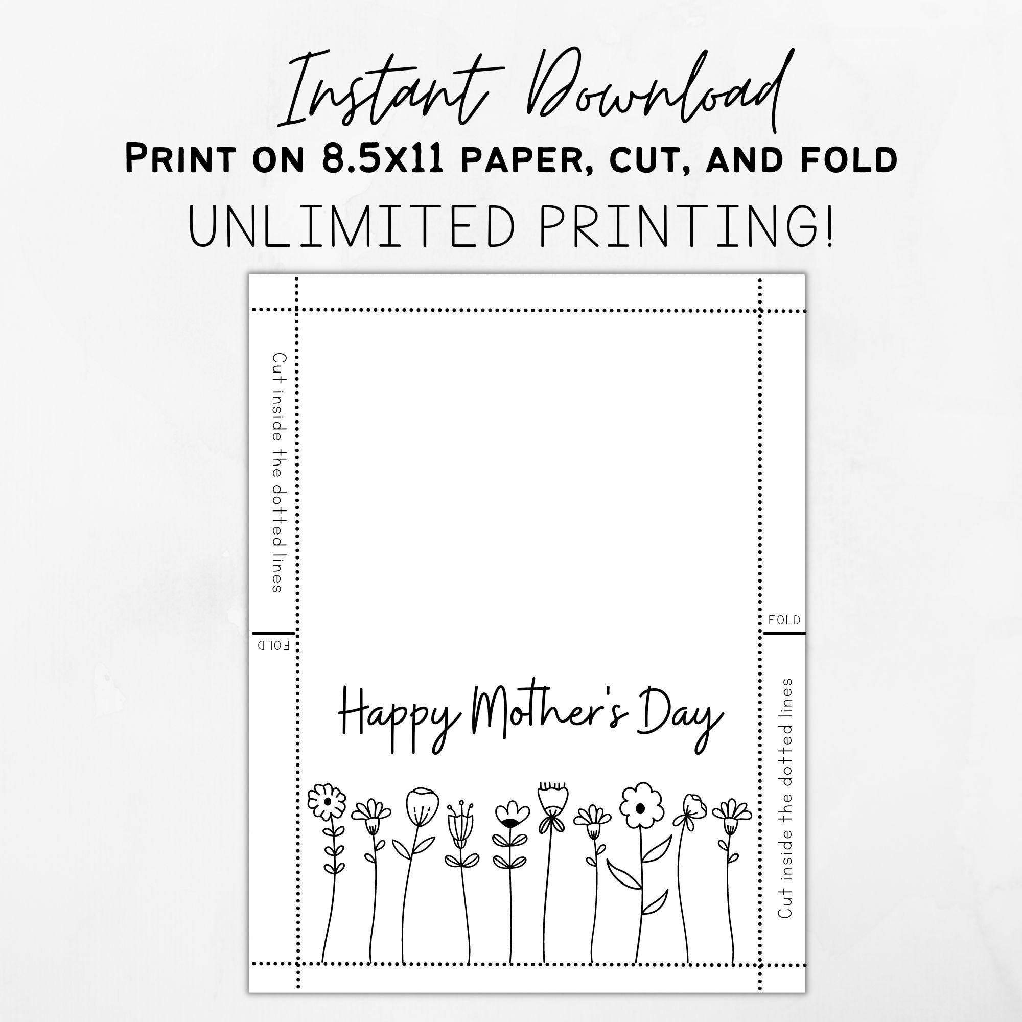 Printable Mother's Day Card / Black and White Card / Instant Download ...