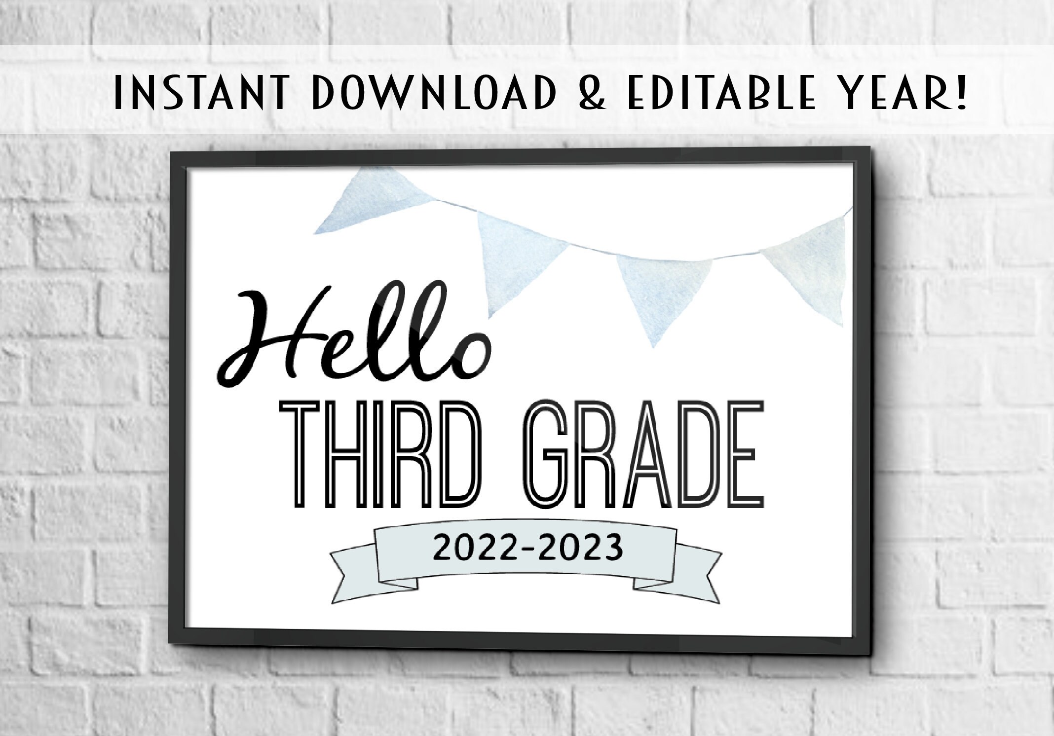 Printable Back to School Sign / Hello Third Grade Sign / First Day of ...