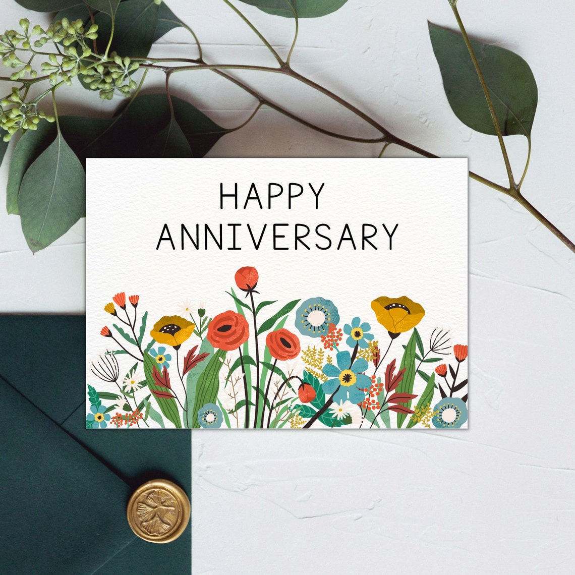Printable Anniversary Card / Happy Anniversary / Instant Download / 5x7 ...