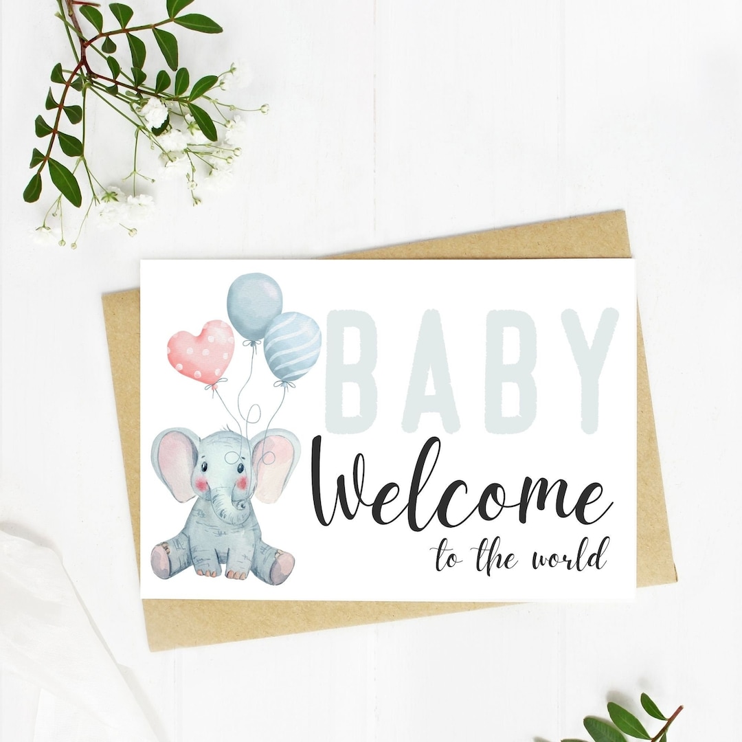 Printable Baby Shower Card / Welcome to the World / New Baby / Instant ...