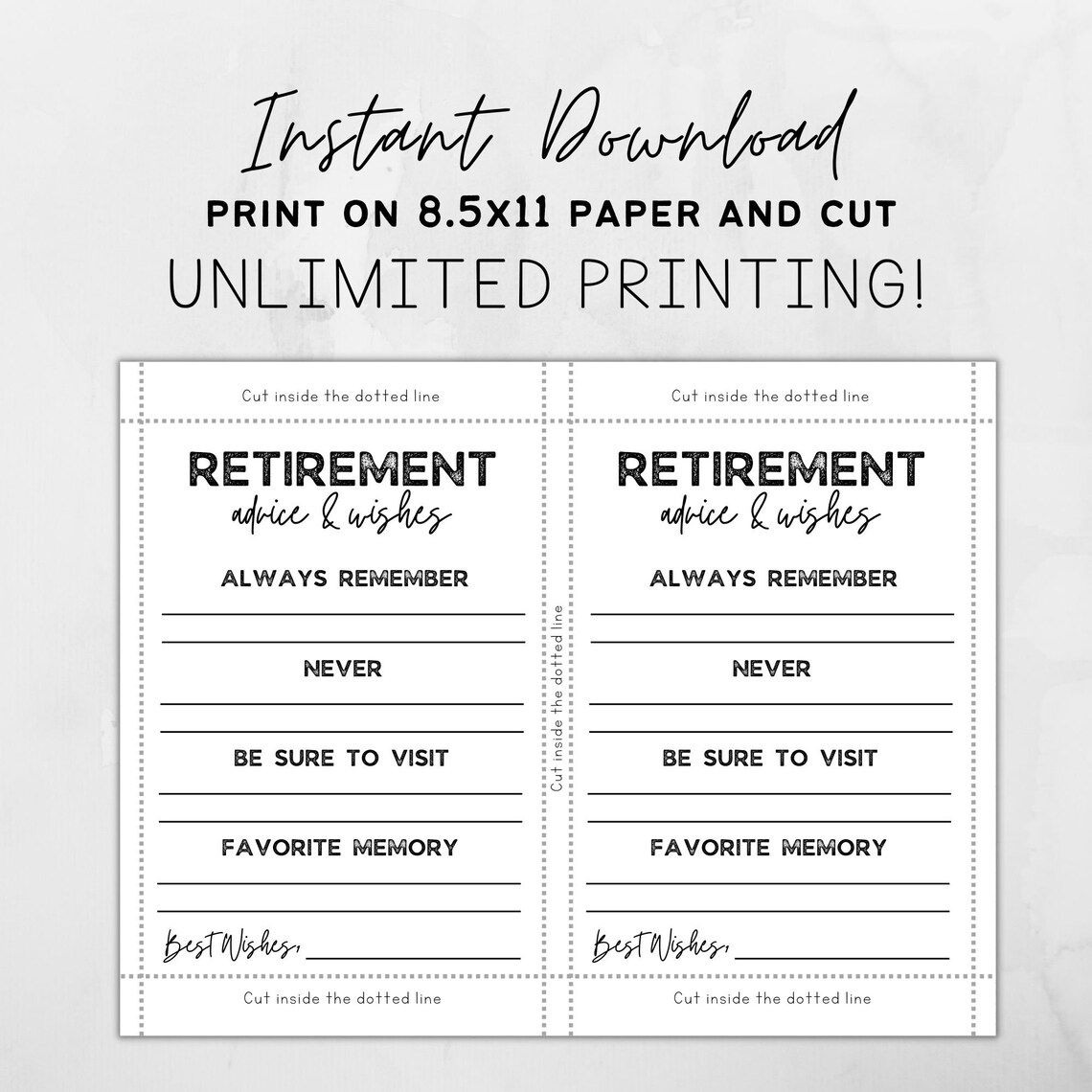Printable Retirement Advice and Wishes Card / Happy Retirement ...