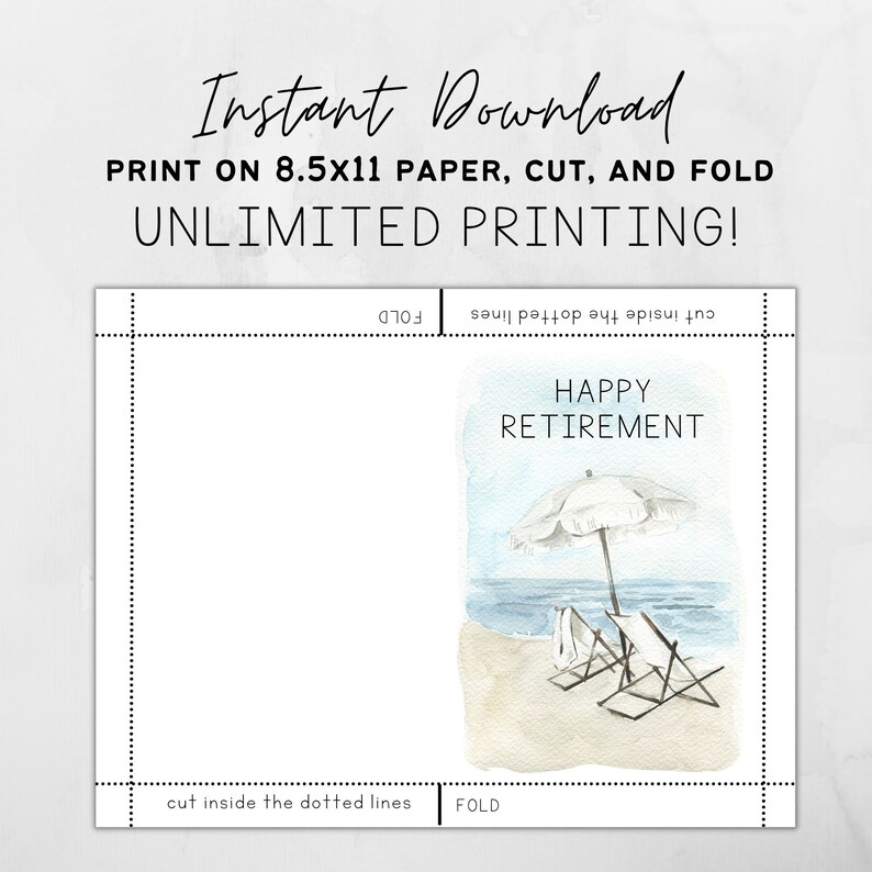 Printable Retirement Card / Happy Retirement / Beach Retirement ...