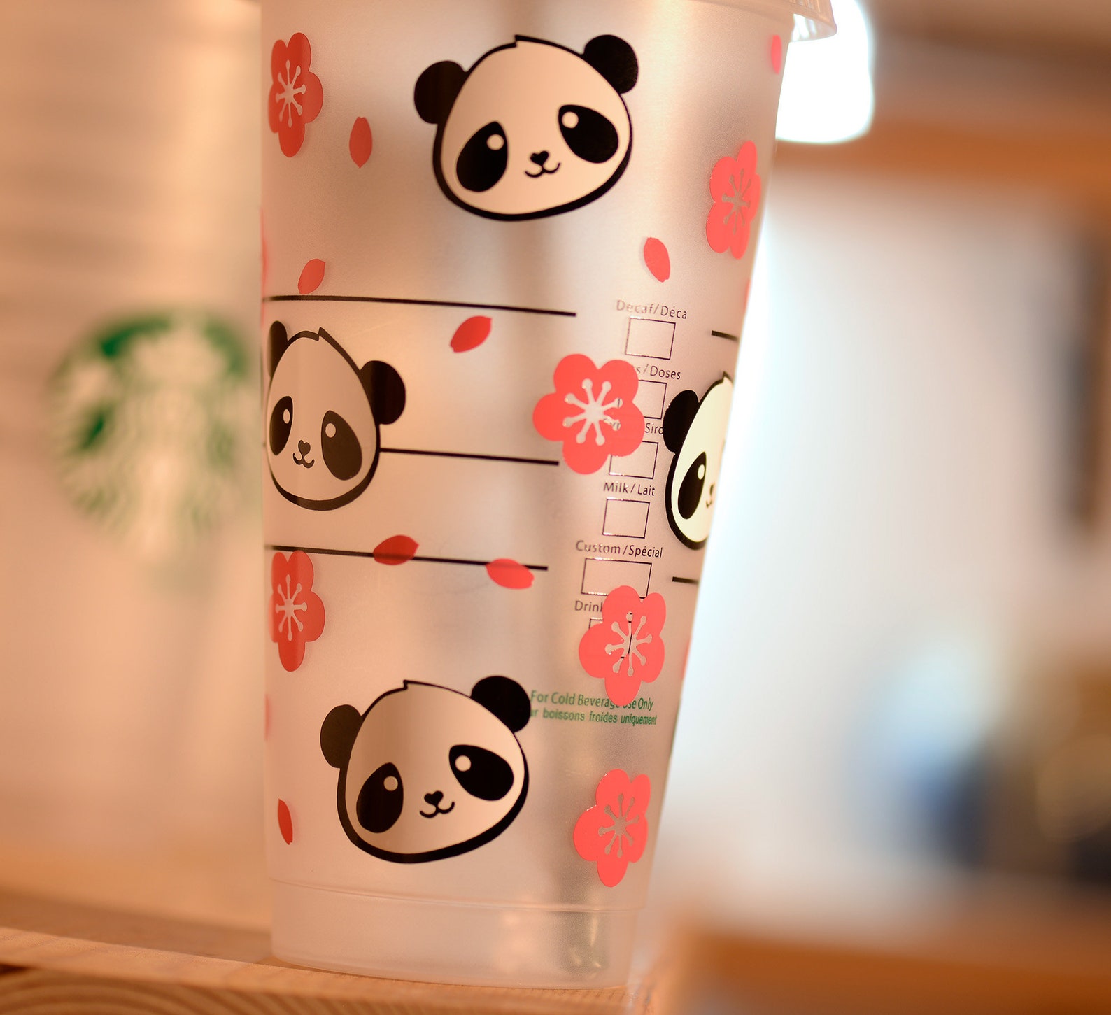 Panda Starbucks Cup, Flower Starbucks Tumbler, Gifts for Her, Gifts for ...