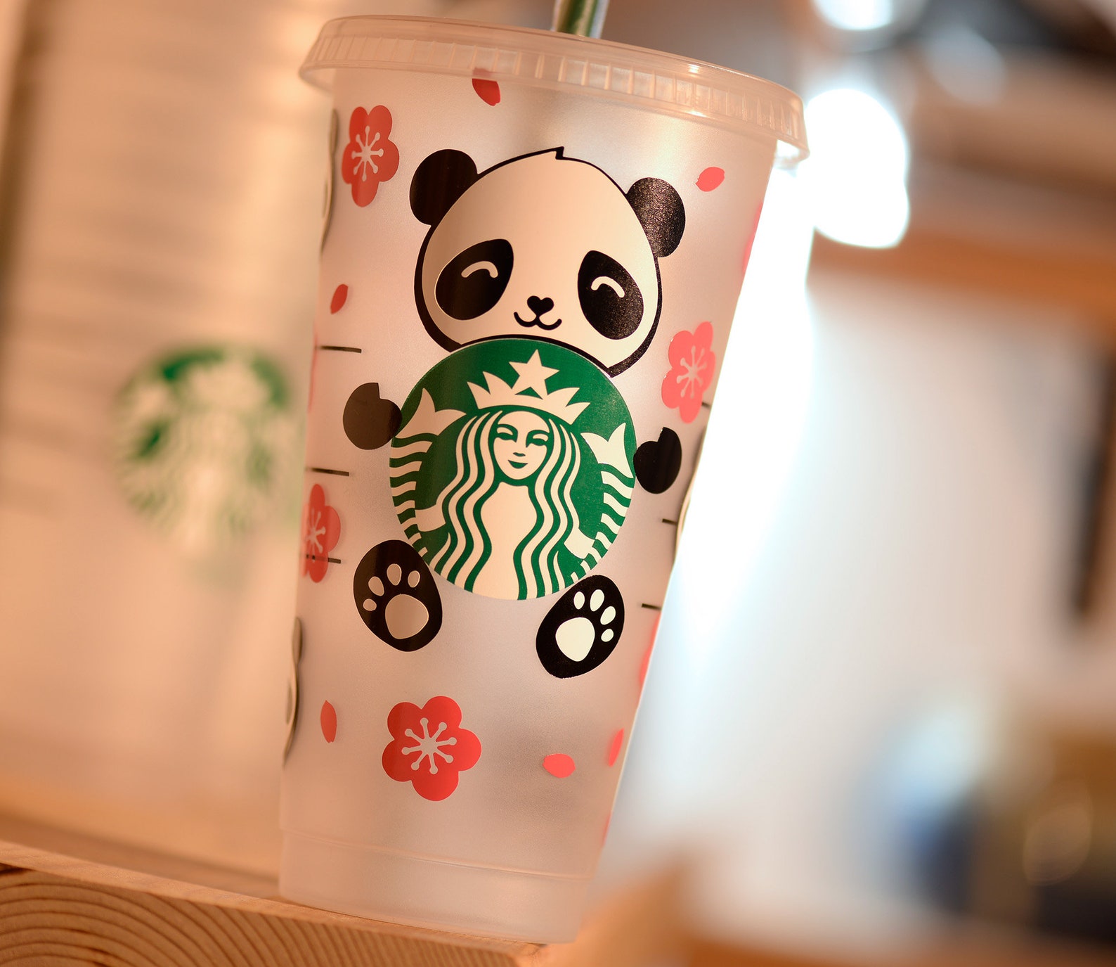 Panda Starbucks Cup, Flower Starbucks Tumbler, Gifts for Her, Gifts for ...