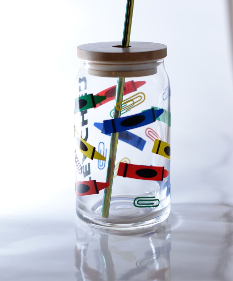 Teacher Crayons Custom Personalized Paper Clip Beer Glass - Etsy