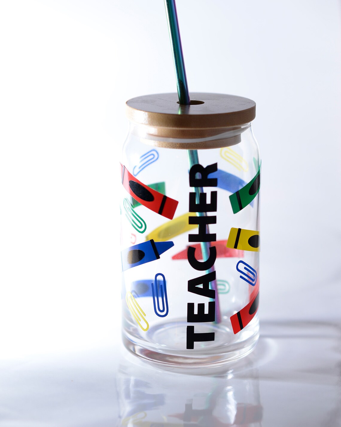Teacher Crayons Custom Personalized Paper Clip Beer Glass - Etsy