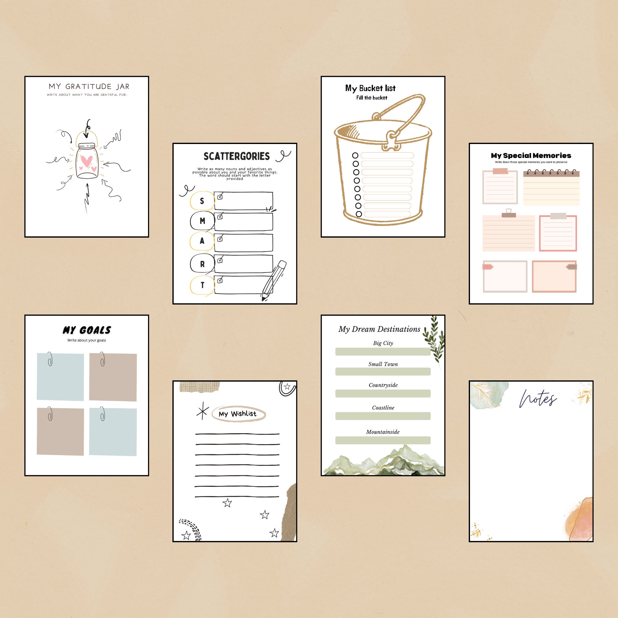 All About Me Activity Pages: Self-reflection Journaling Prompts (PDF ...