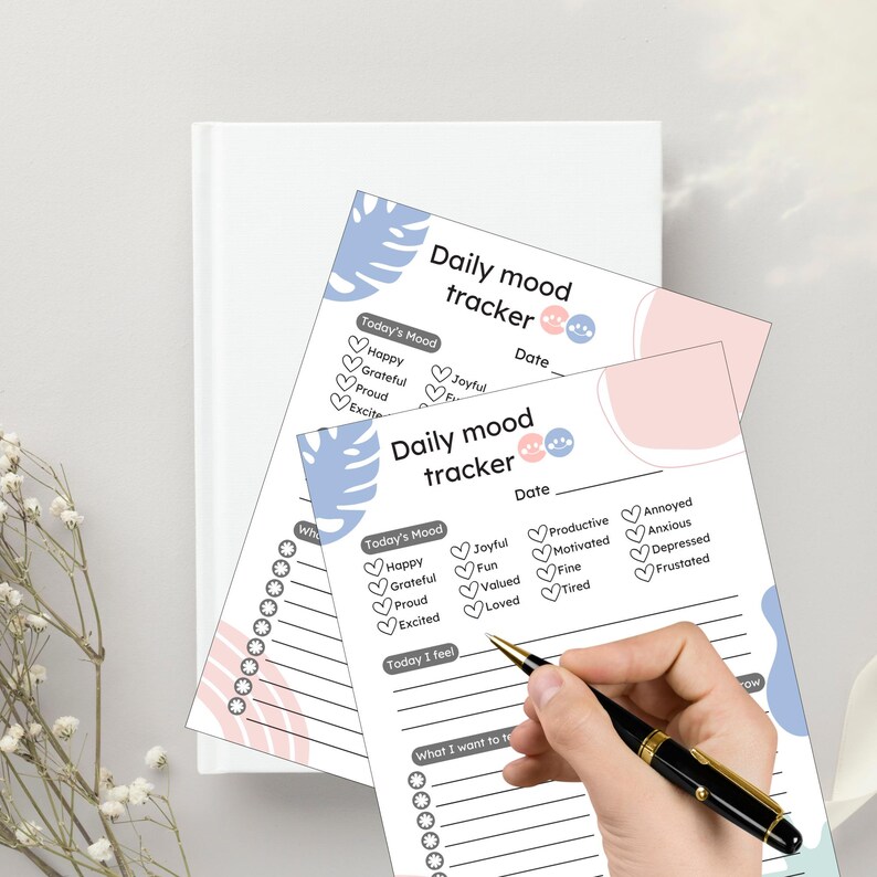 Daily Mood Tracker Printable: Wellness Planner (PDF Download) - Etsy