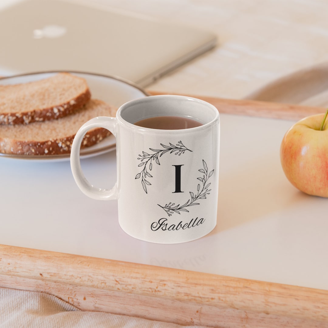 Name Mug, Initial Letter Mug, 15 Oz 11 Oz Mug, Monogram Mug, Floral ...