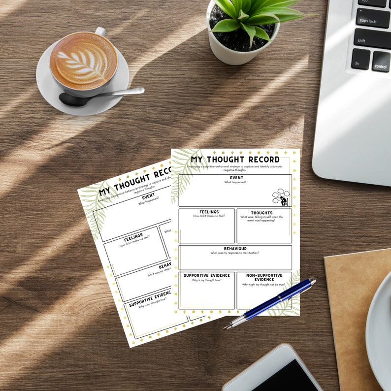 Thought Record, Thought Log, Thought Tracker, Thought Journal, Mental ...