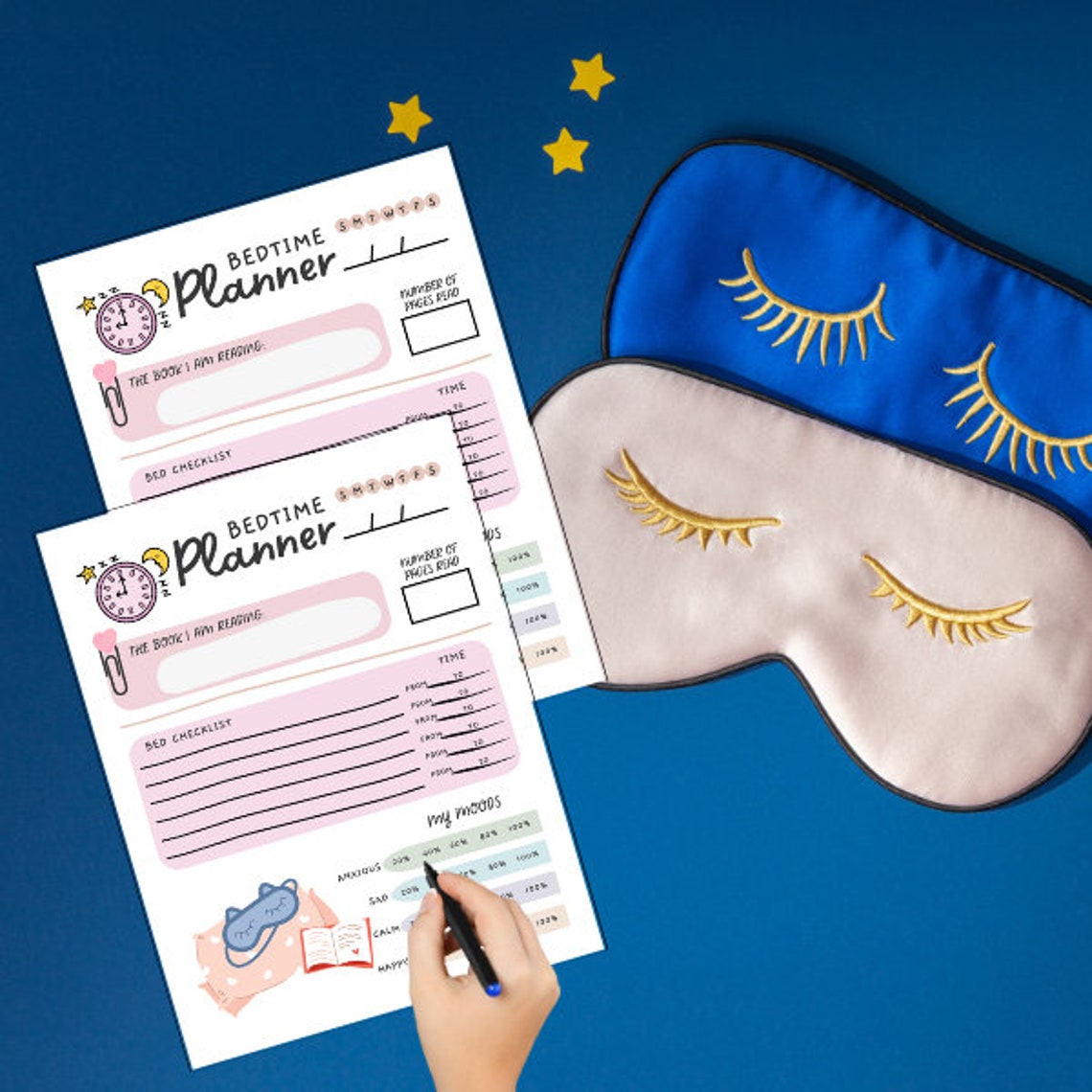 Bedtime Planner Printable: Bedtime Journal, Checklist, Mood Tracker ...